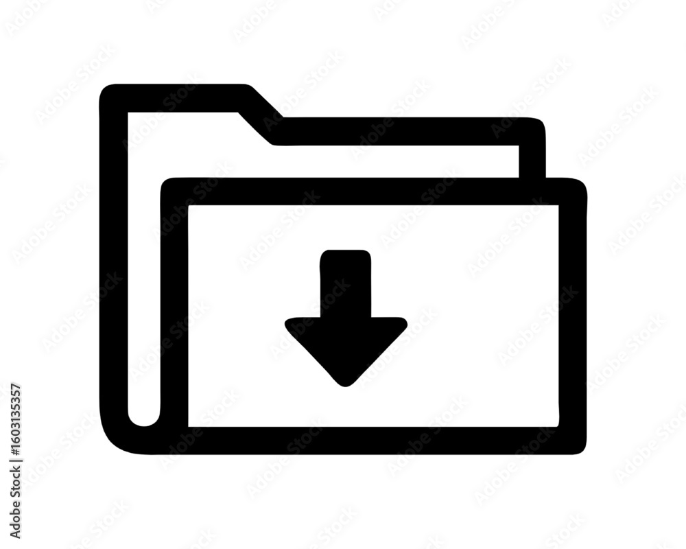 Minimalist folder icon with a download arrow symbol for saving digital ...