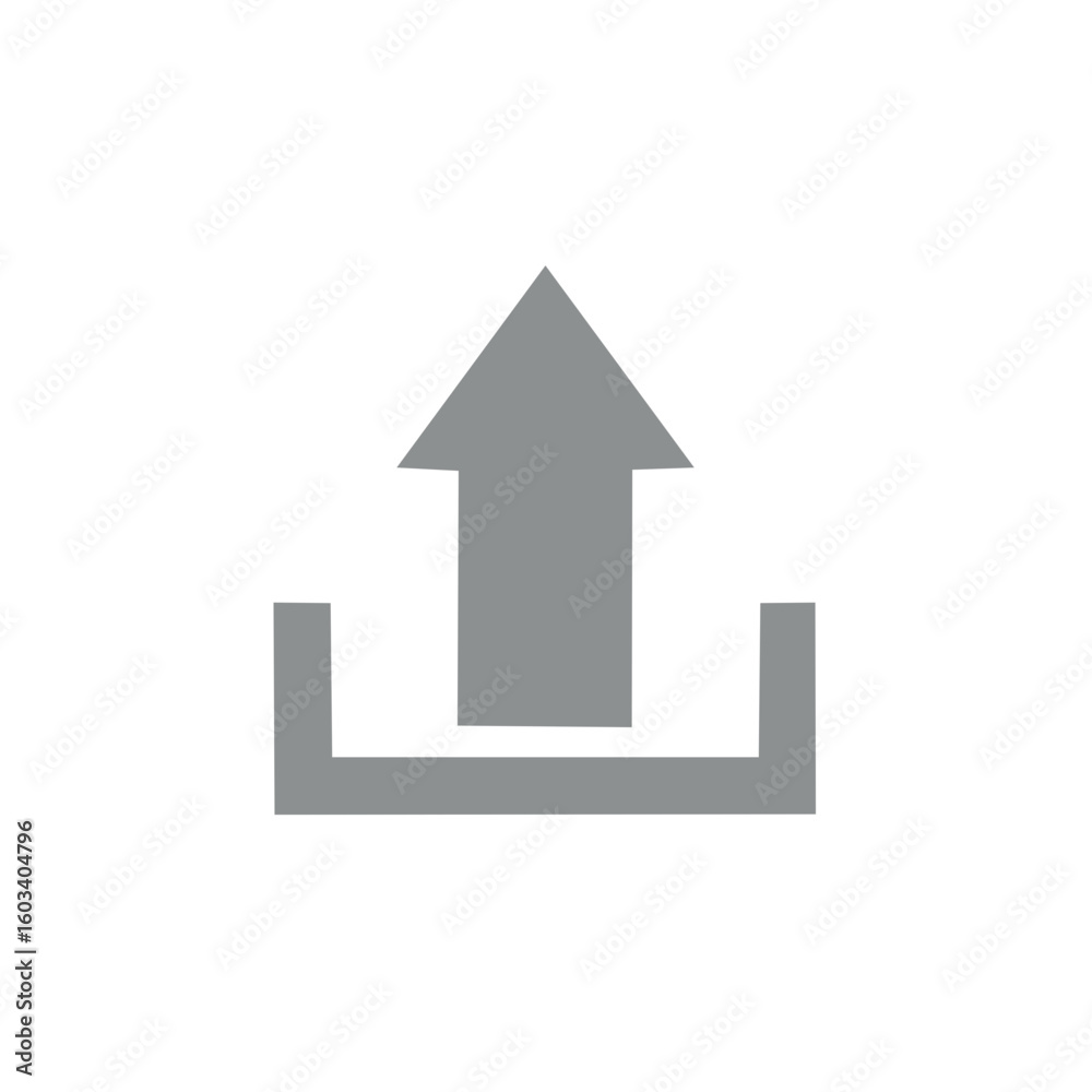 Upload Symbol: Gray Arrow Ascending from Bracket Illustrating Digital ...