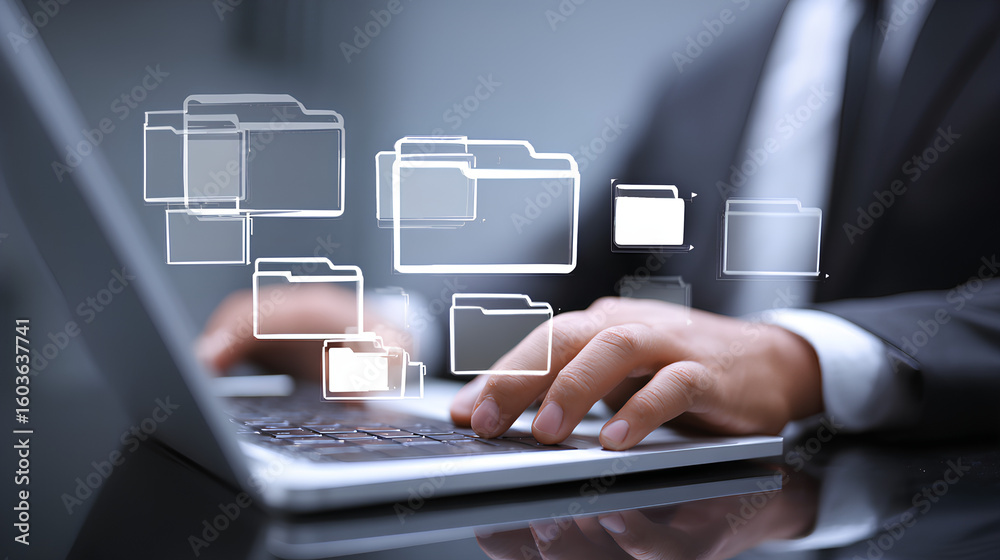 Document management system DMS. Folder structure and classification system. File and folder ...