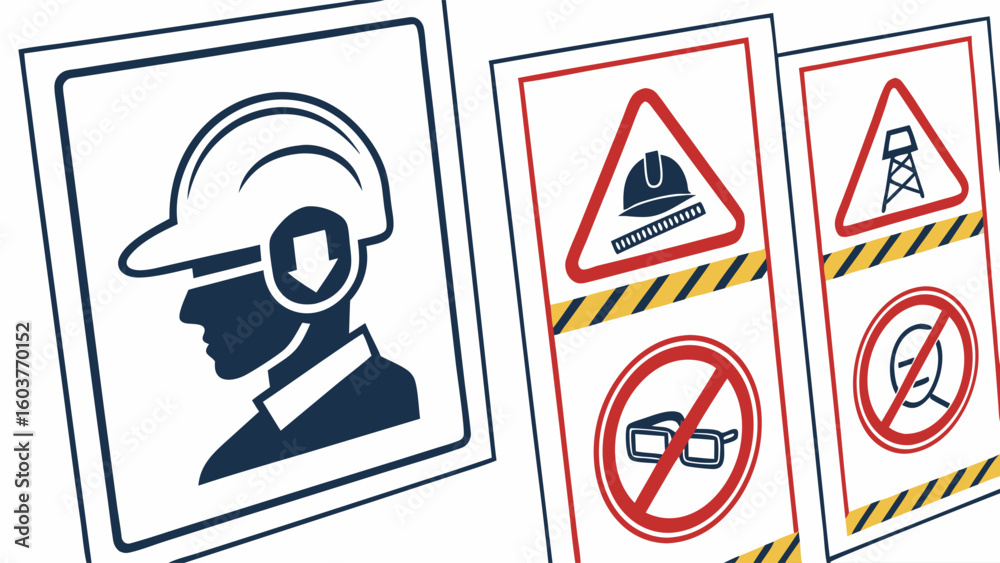 Construction Safety Signage Vector Set Mandatory Warning Prohibition ...