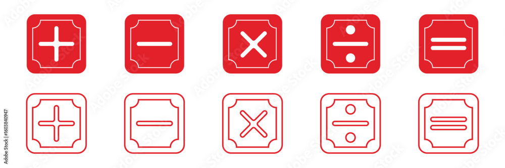 Stock-Vektorgrafik „set of plus and minus symbols in circular and ...