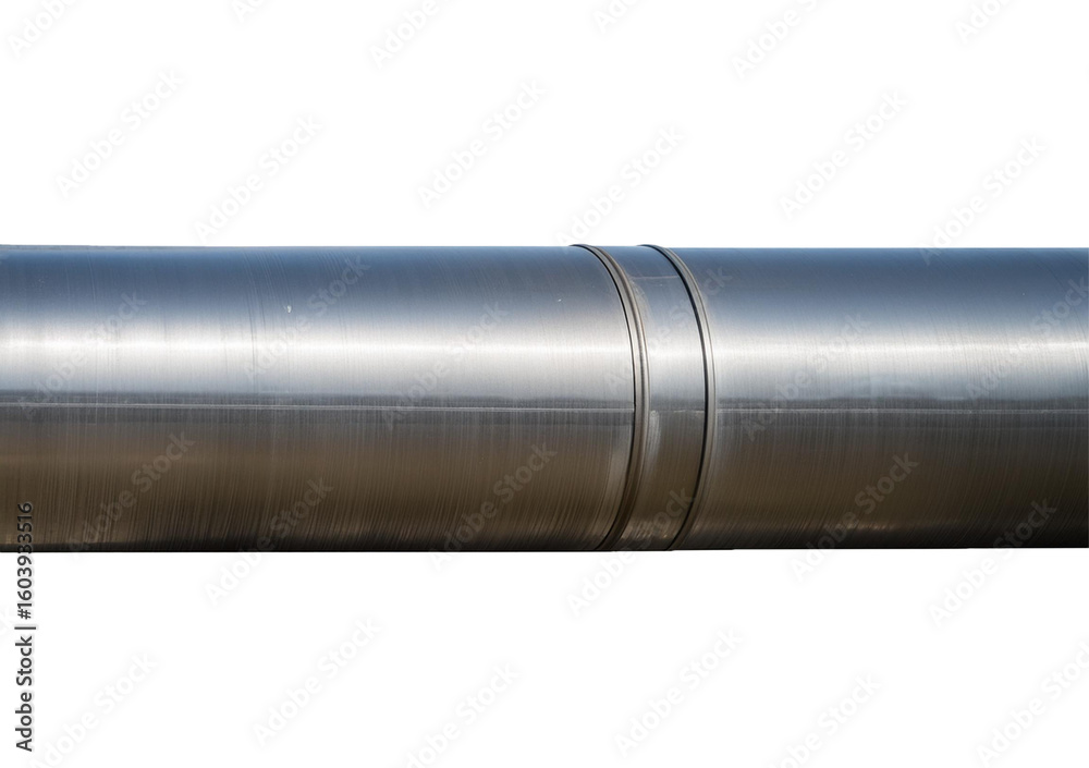 Horizontal large thick steel pipe isolated on transparent or white ...