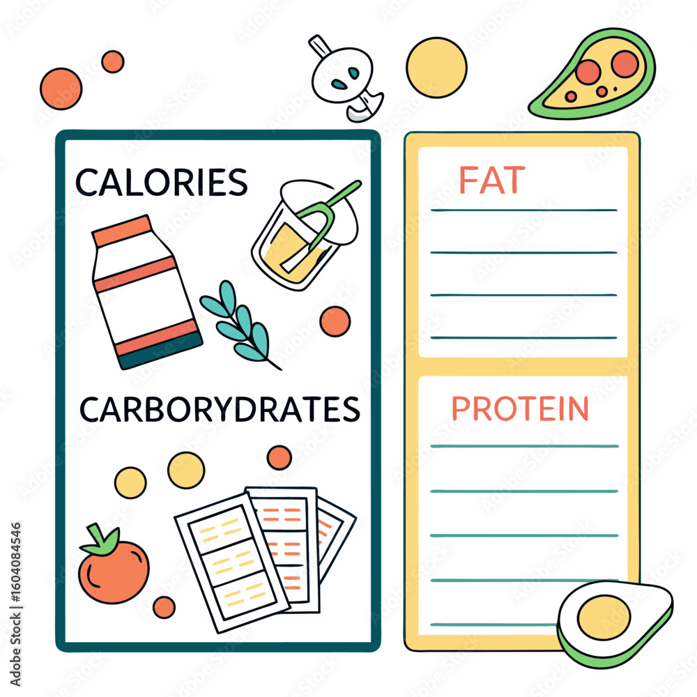 Nutritional information chart illustrating calories carbohydrates fat ...