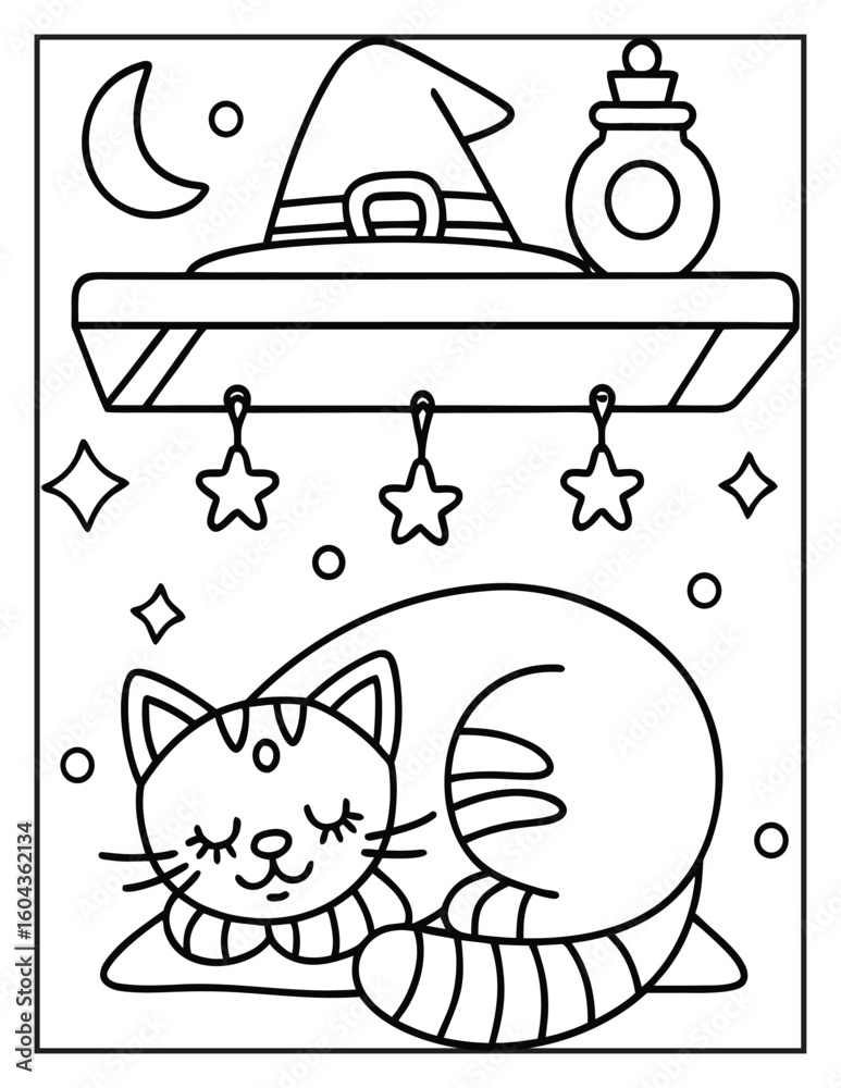 Vektor Halloween Coloring Page – Fun, Spooky, and Easy Designs for Kids ...