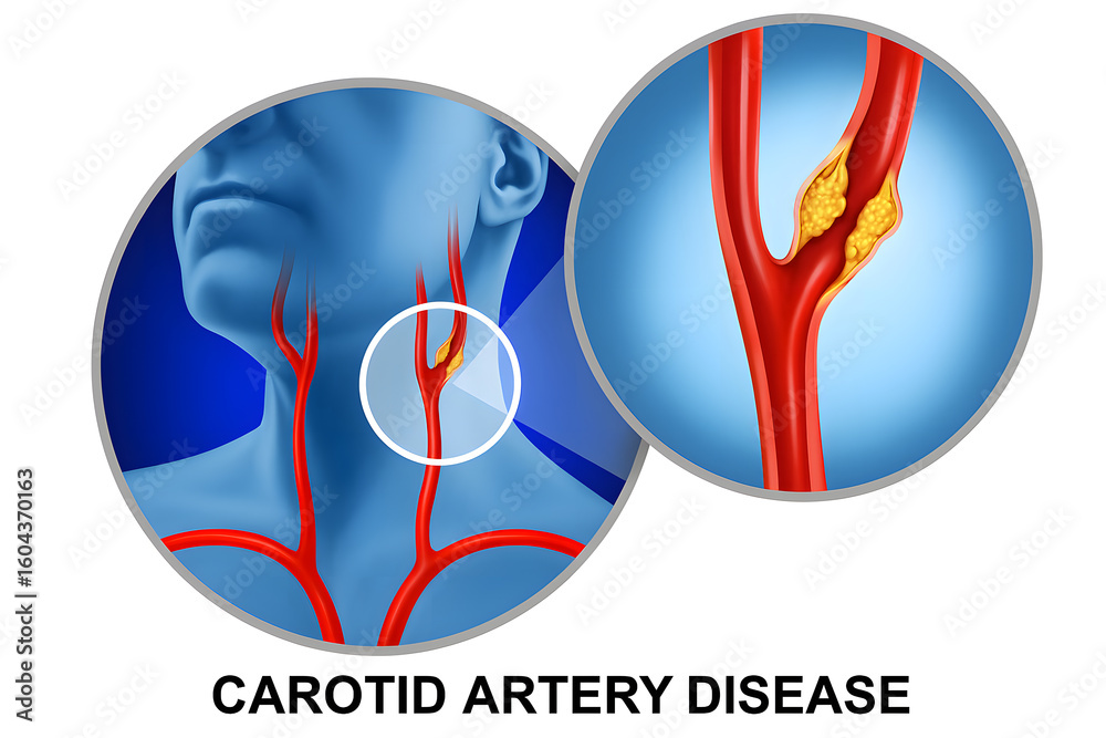 Artery Blockage in Neck Medical Visualization Representing Carotid ...