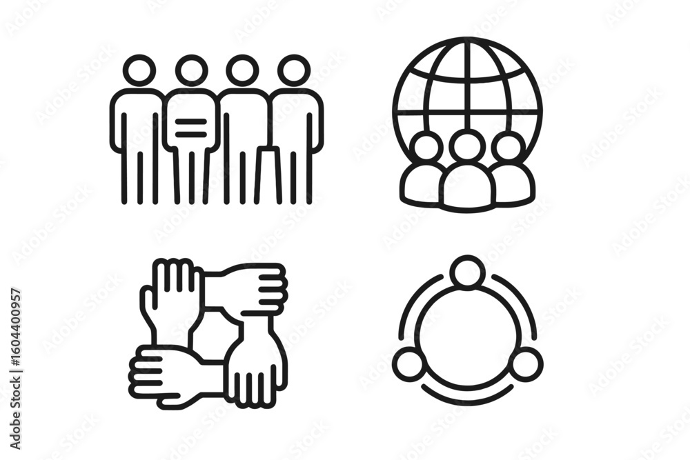 Diversity and inclusion icon set. Icons for equality, global unity, and ...