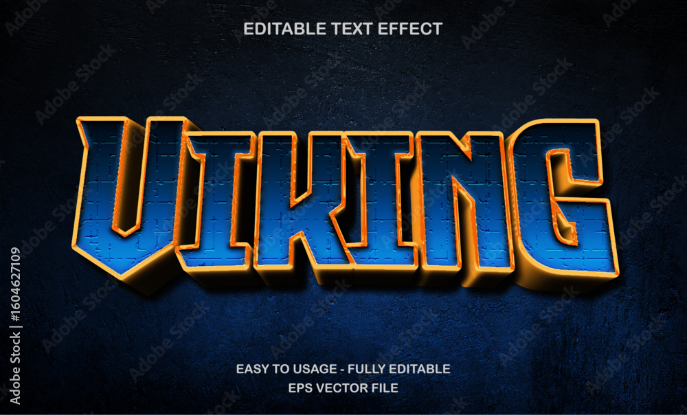 Viking text, editable text effect template, 3d bold shiny blue movie ...