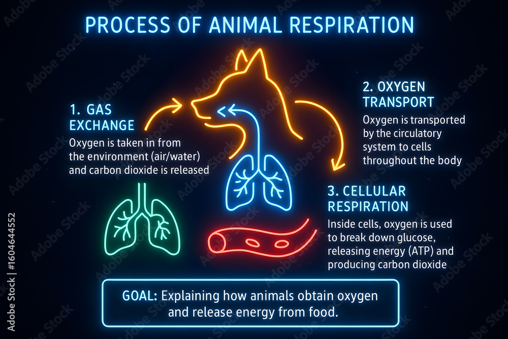 Ilustración de Stock Animal Respiration Process Infographic Explaining ...