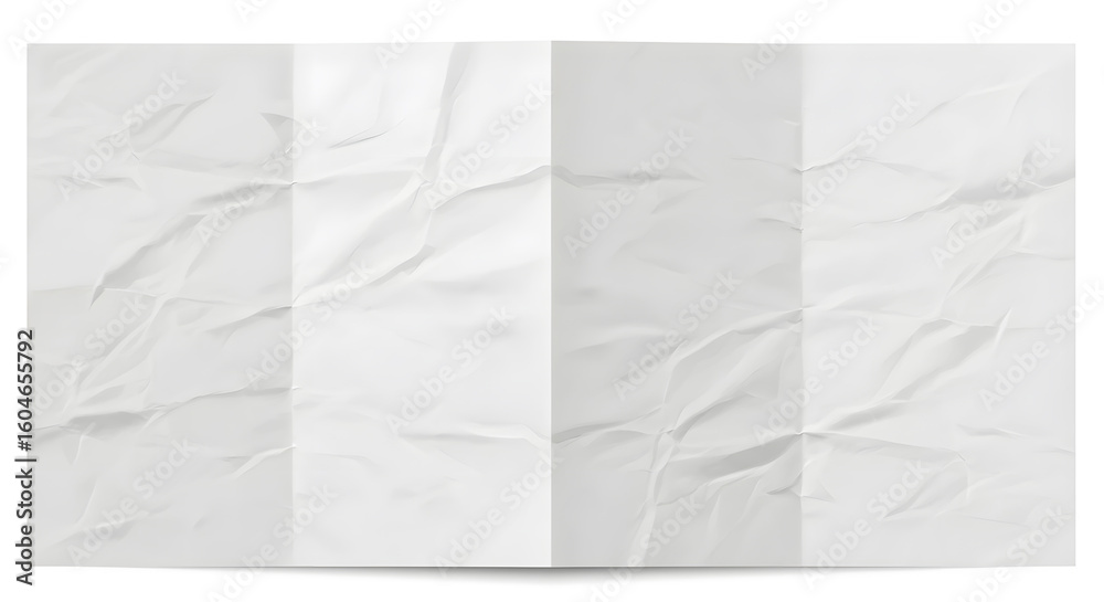 Realistic textured white paper folded and crumpled with shadows ...