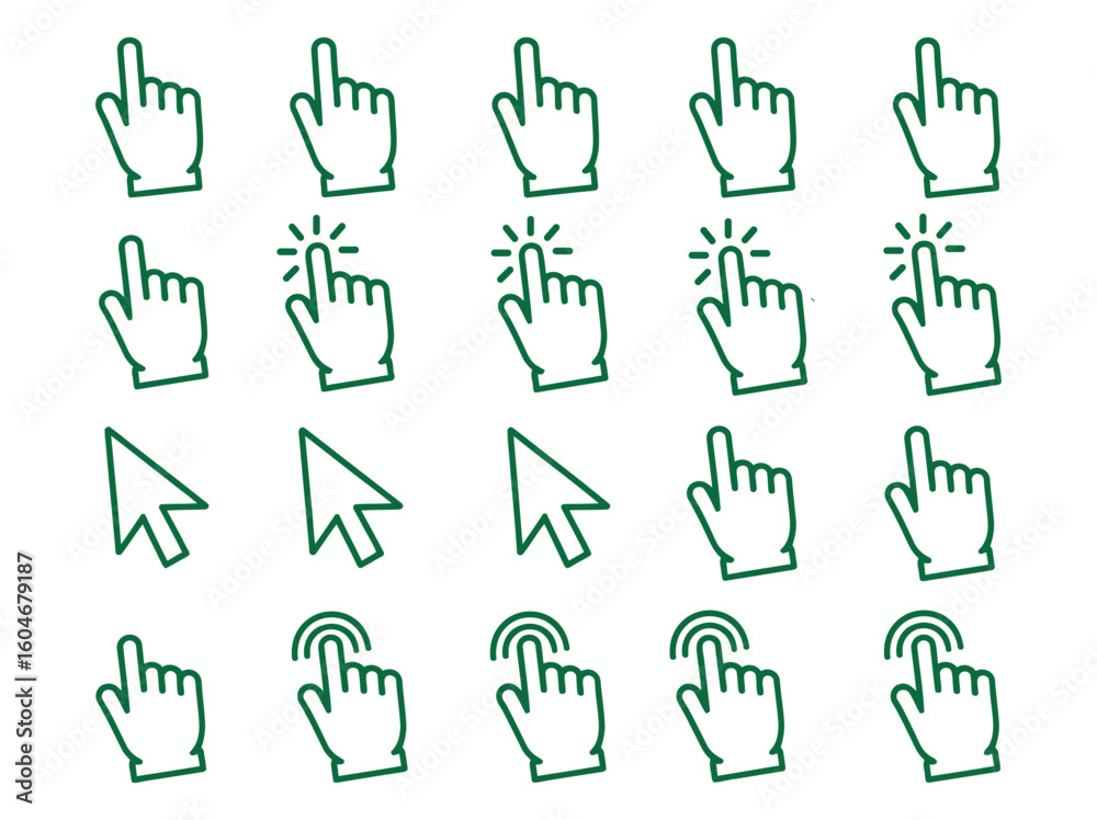 Vetor Collection of Hand Cursor Icons for Website and App Design. hand ...