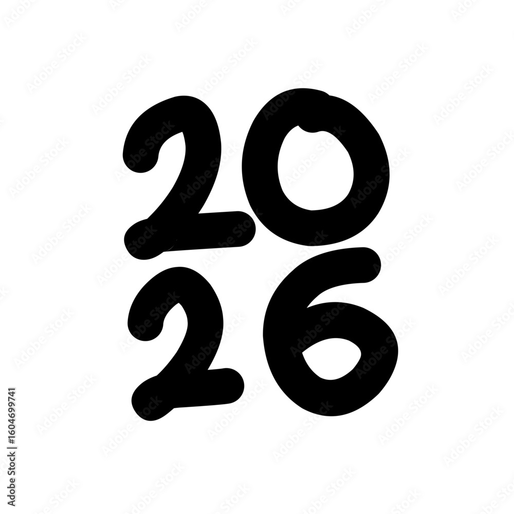 New year 2026 hand drawn illustration. New year 2026 icon. New year ...