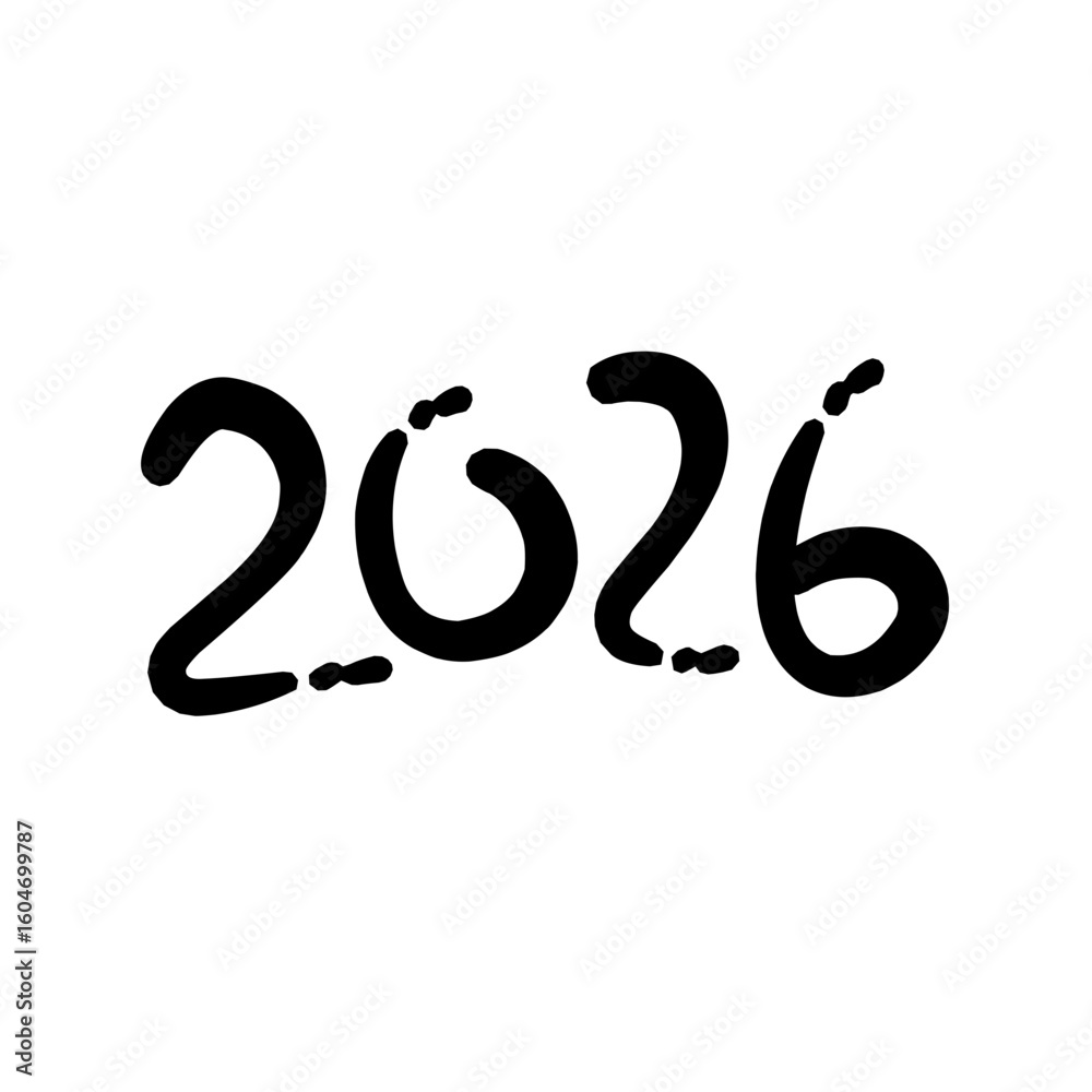 New year 2026 hand drawn illustration. New year 2026 icon. New year ...