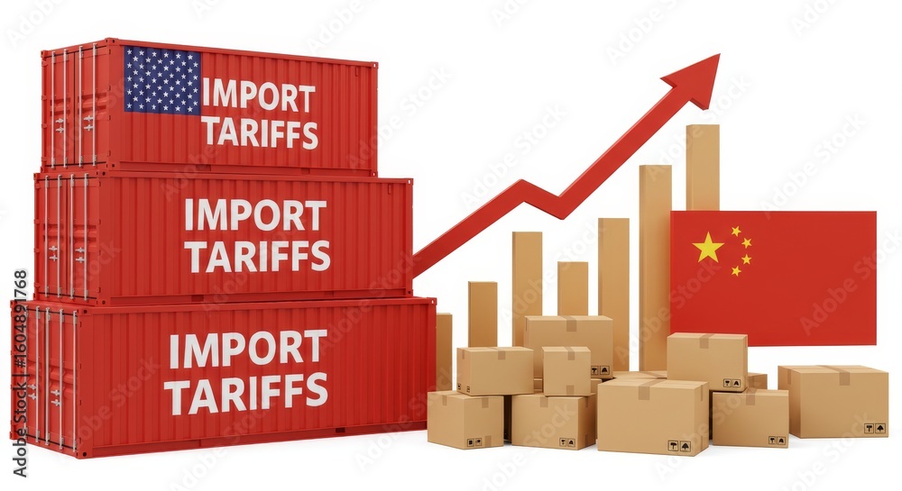 Stock-Illustration „Rising Import Tariffs and Trade Growth - Three ...