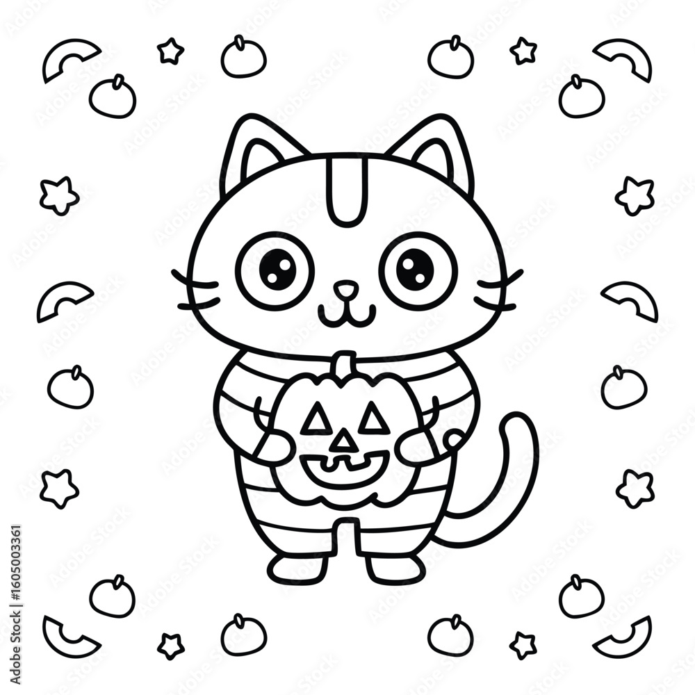 Vektor Spooky Pals – Cute and Easy Halloween Coloring Pages for Kids ...