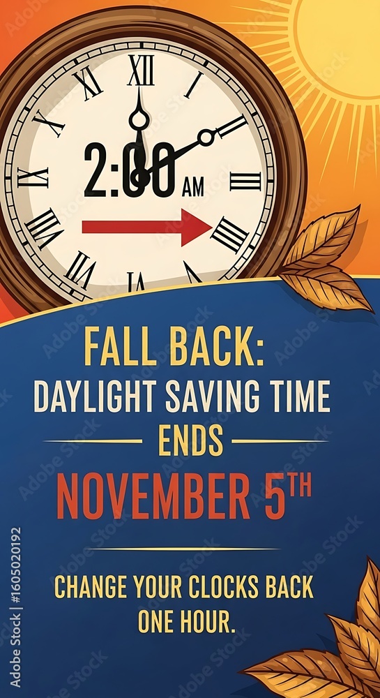 Fall back: Daylight saving time ends on November 5th. Stock Photo ...
