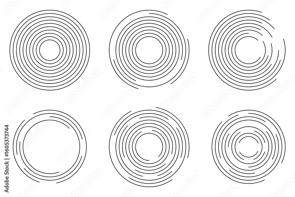 Matrix of 6 circular diagrams, arranged in 3 per row, consisting of ...