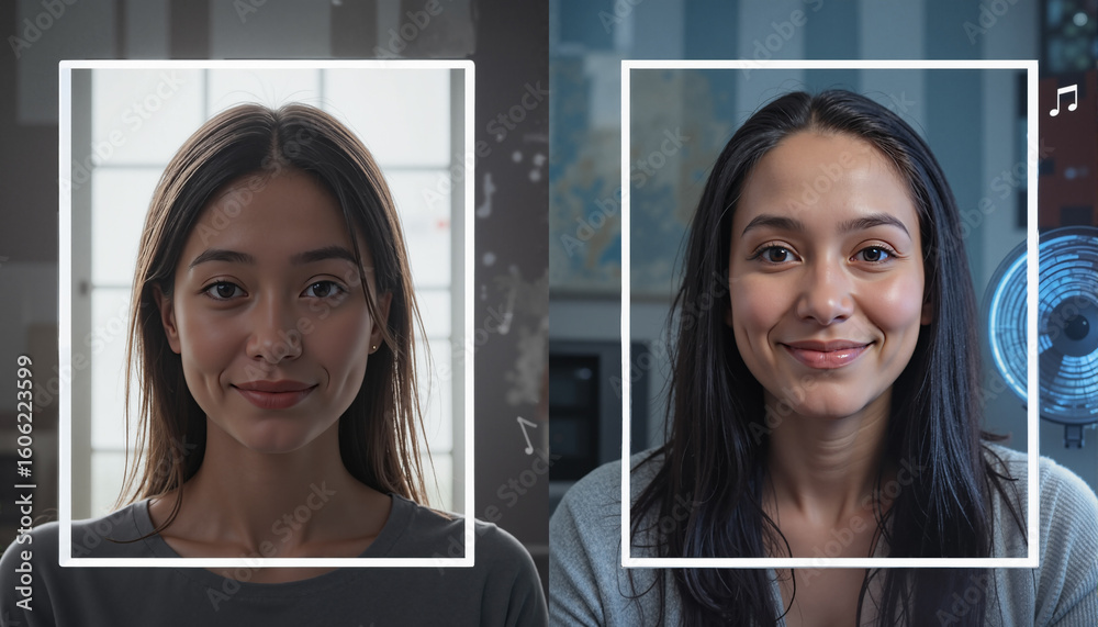 s a woman's face before and after a photo editing process. On the left ...
