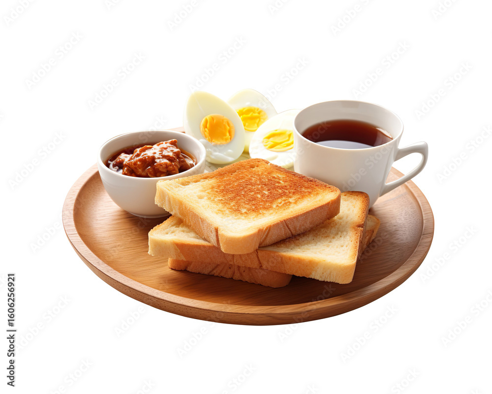 Common oriental breakfast set in Malaysia consisting of coffee, nasi ...