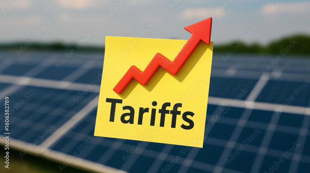 Solar energy tariff price increase represented by rising red arrow and ...