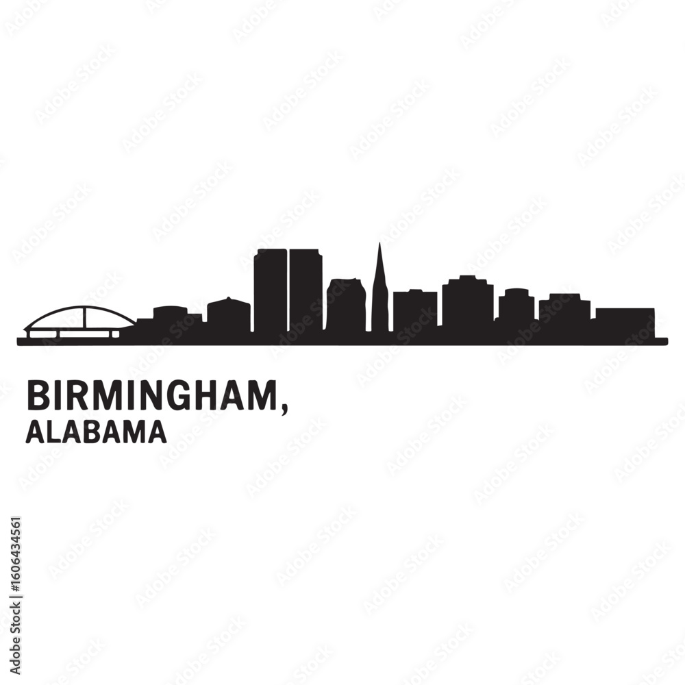 Birmingham skyline horizontal banner. Birmingham, Alabama. Vector ...
