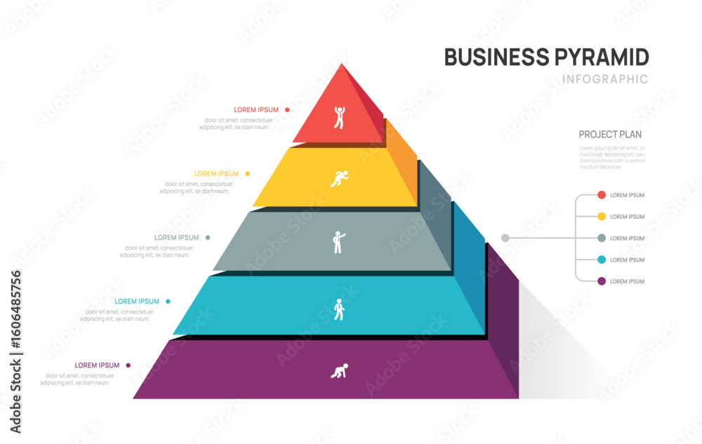 Infographics triangular pyramid chart timeline business 5 steps to ...