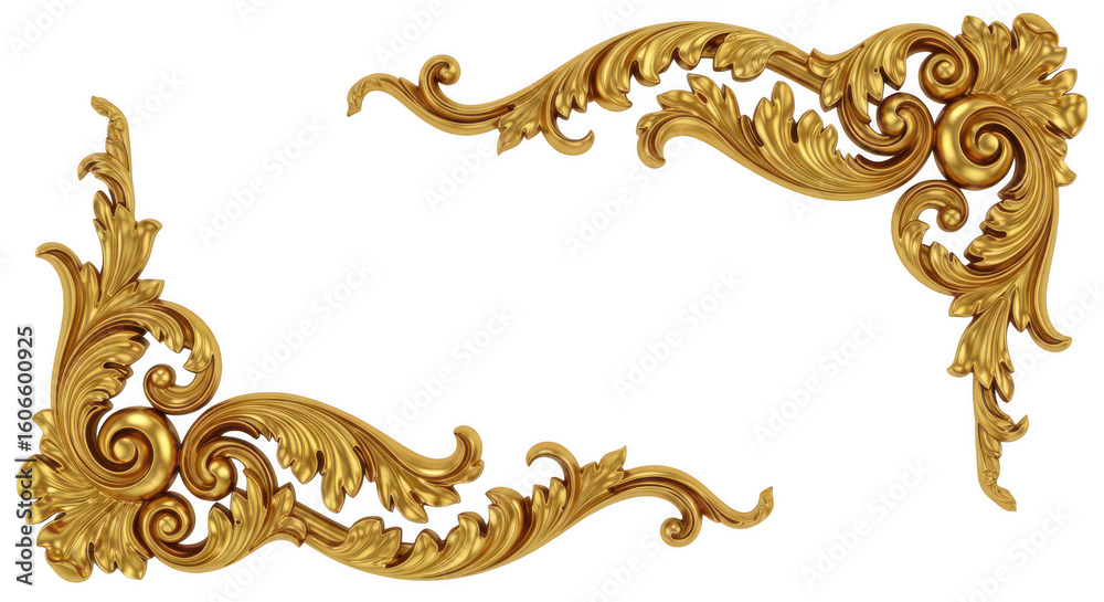 Ornate gold corner embellishments isolated on transparent background ...