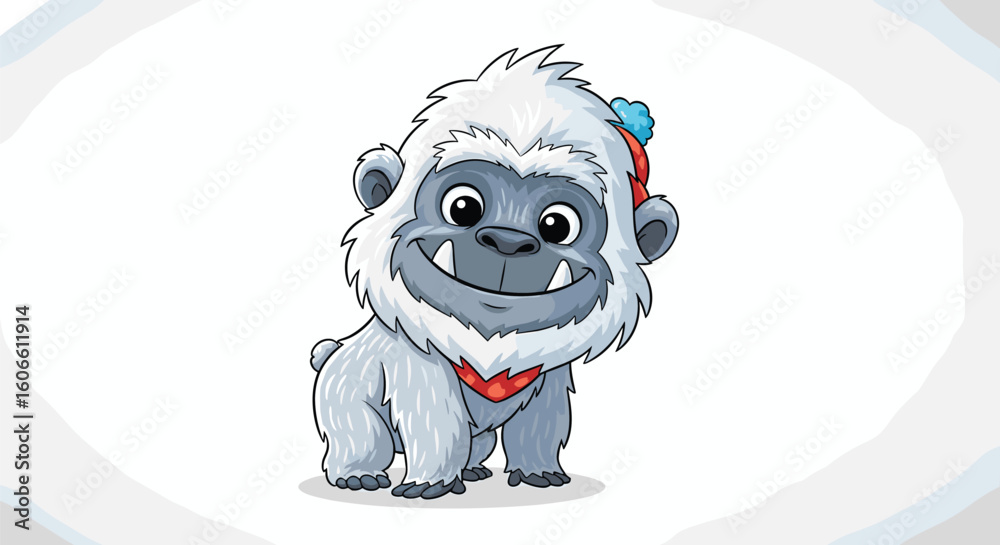Image vectorielle Stock Cute yeti smiling on snow. Mythical creature ...