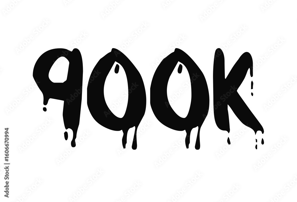 Dripping black 900k text isolated on a transparent background Stock ...