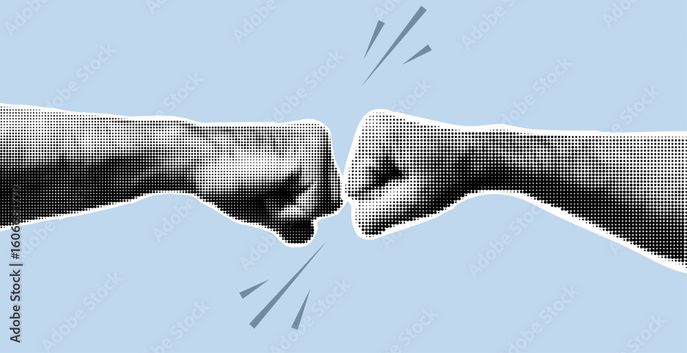 Vector de Stock Man giving fist bump. Human hand dotted pop art style ...