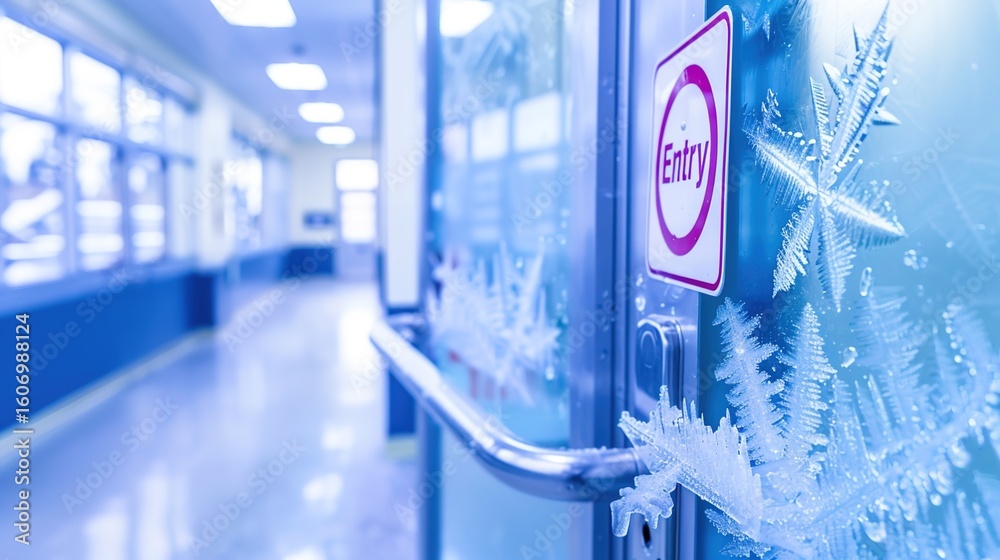 Stock-Illustration „Frozen office door with No Entry sign covered in ...