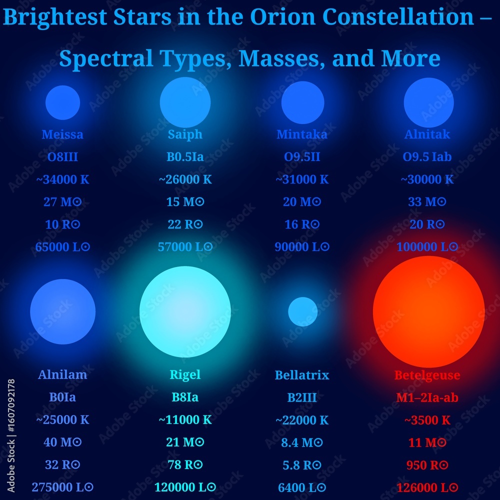 Comparison of The Brightest Stars in the Orion Constellation (Spectral ...