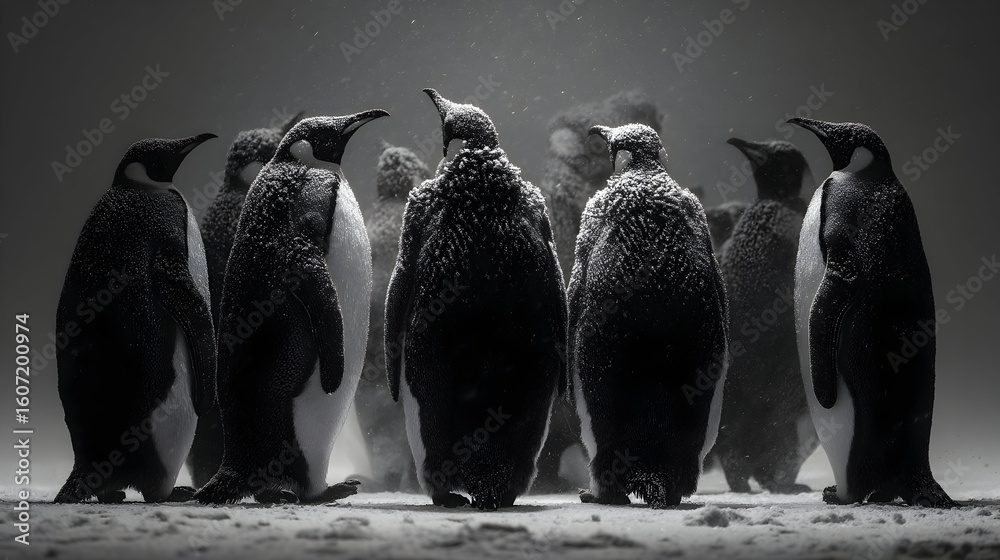 Emperor penguins march through a snowstorm, showcasing resilience and ...