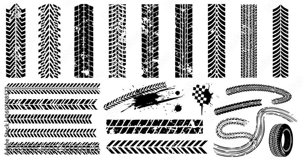 Tire tracks after skidding, launch, drift, powerslide in motorsport ...