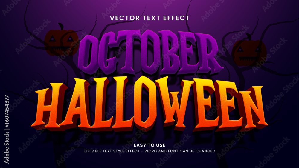 october halloween editable text effect 3d Stock Vector | Adobe Stock