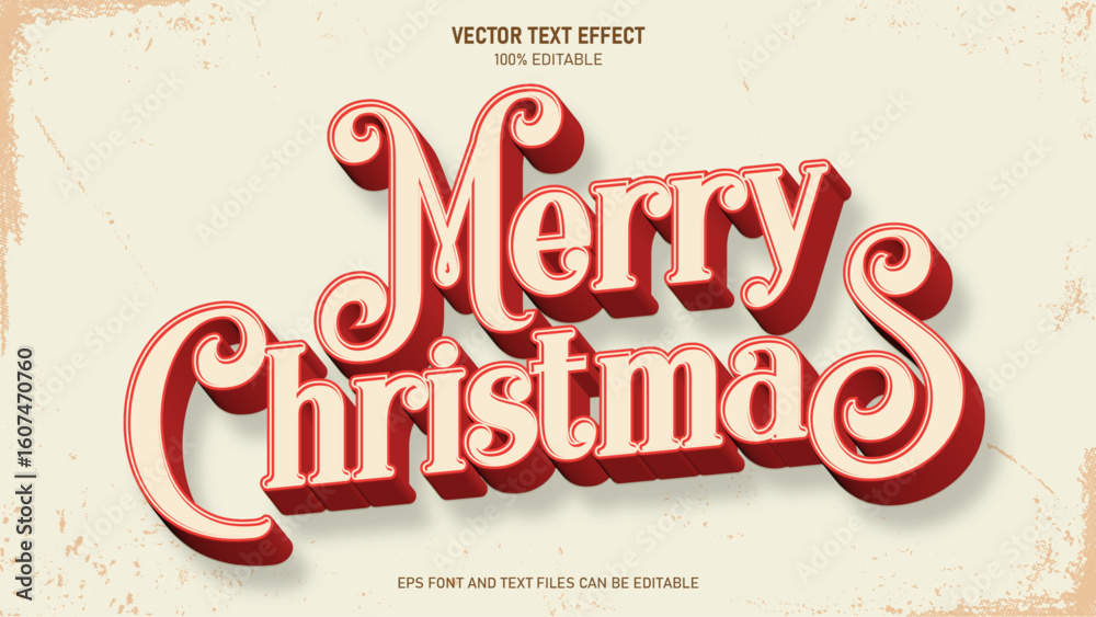 Merry christmas 3d style editable text effect Stock Vector | Adobe Stock