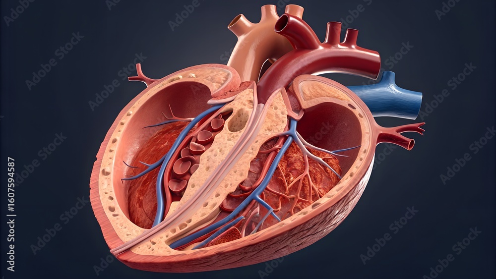 Stock-Illustration „3D exploded anatomy of the human heart — valves ...