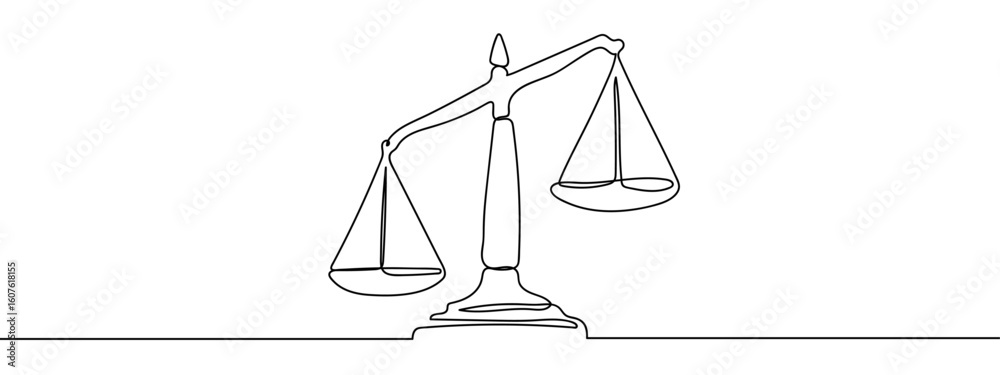 Continuous line vector of ancient scales, scales of justice, law on ...