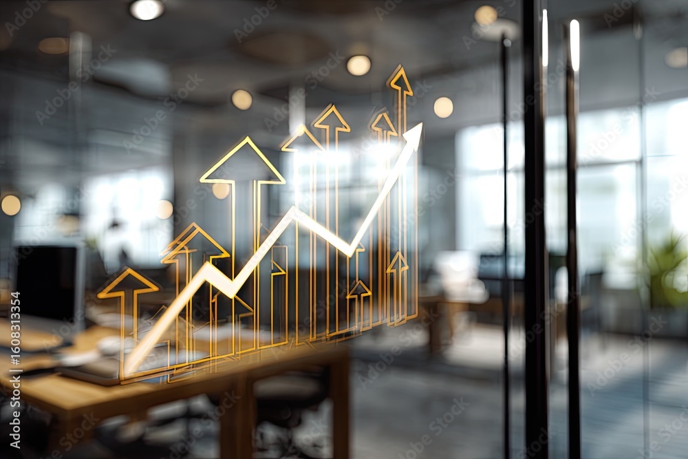 Projected graph of growth on office interior Stock Photo | Adobe Stock