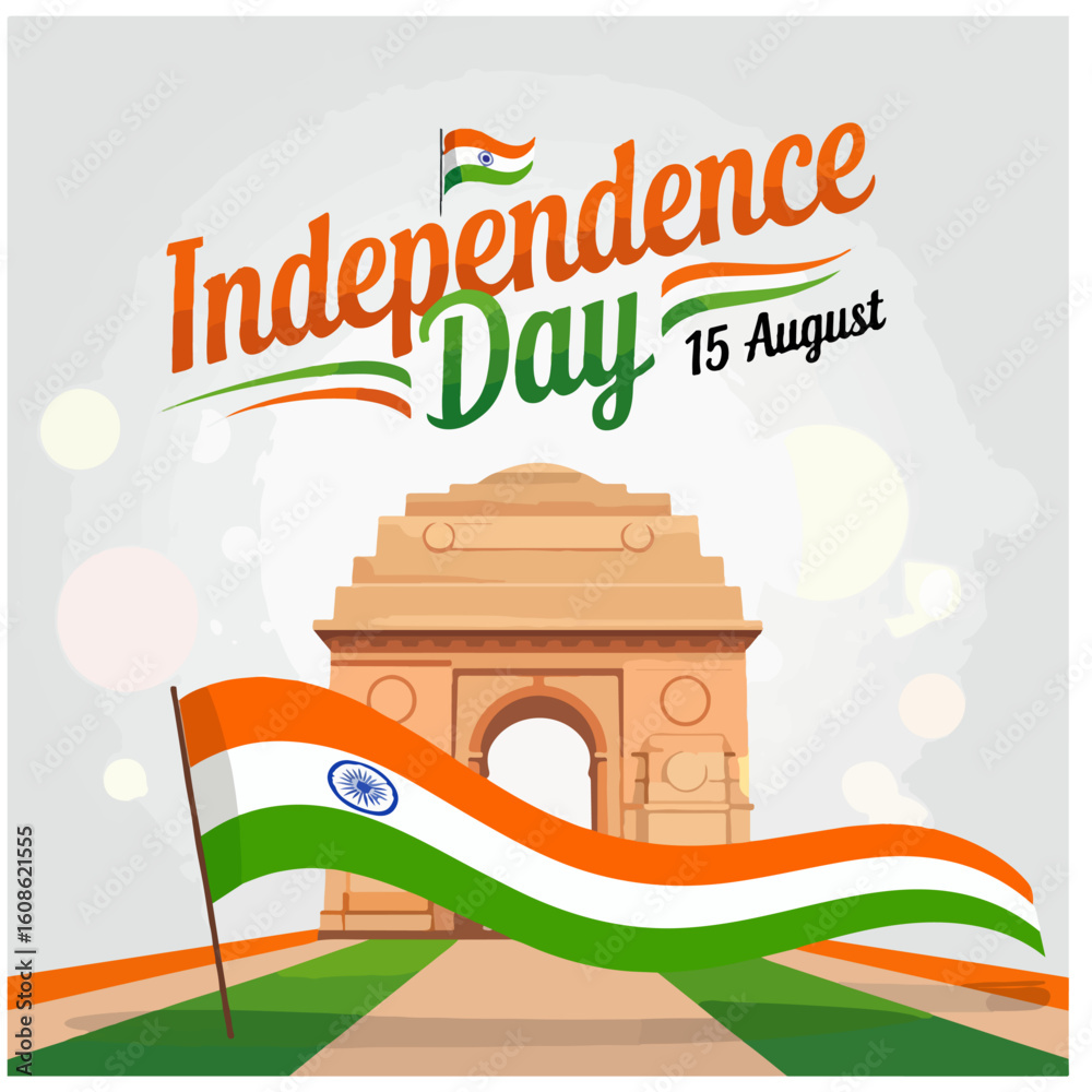 India Independence Day Poster Featuring India Gate Monument and ...