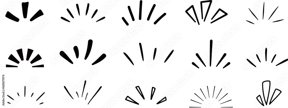 Crayon drawn attention symbols, simple sketch line emphasis.doodle ...