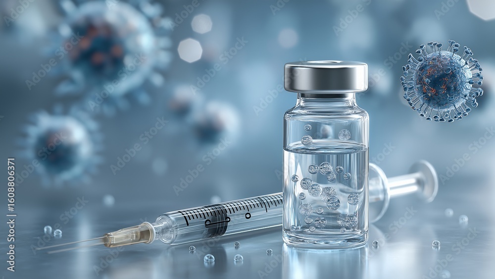 Medical injection tools and virus structures in immunization awareness ...