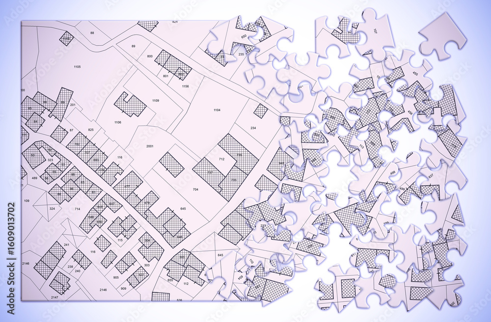 IMAGINARY CADASTRAL MAP WITH BUILDINGS, LAND PARCEL AND VACANT PLOT ...