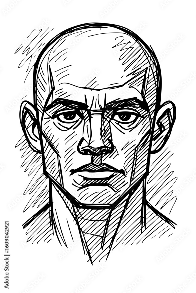 Proportional Human Face Man Male with Grid Lines Stock Vector | Adobe Stock