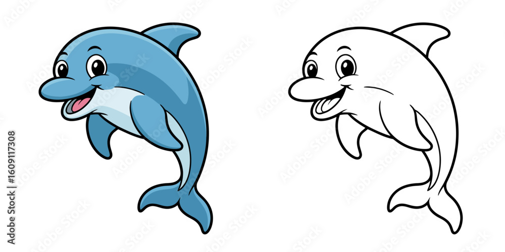 Cheerful Dolphin Illustration: A delightful depiction of a vibrant ...