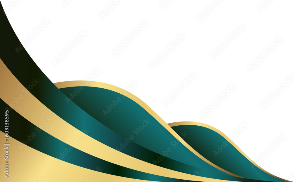 Emerald Green and Gold Wave Corner Design Stock Vector | Adobe Stock