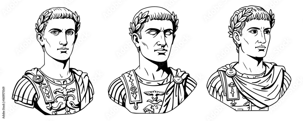 Emperor Trajan of Rome vector illustration. simple black and white ...