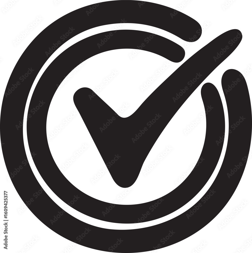 Bold Checkmark Icon Encased in Concentric Circles Conveying Approval ...