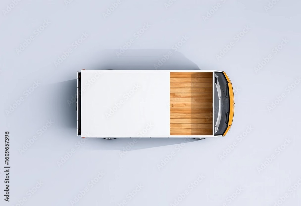 Top view of a flatbed delivery truck icon, simple design, image ...