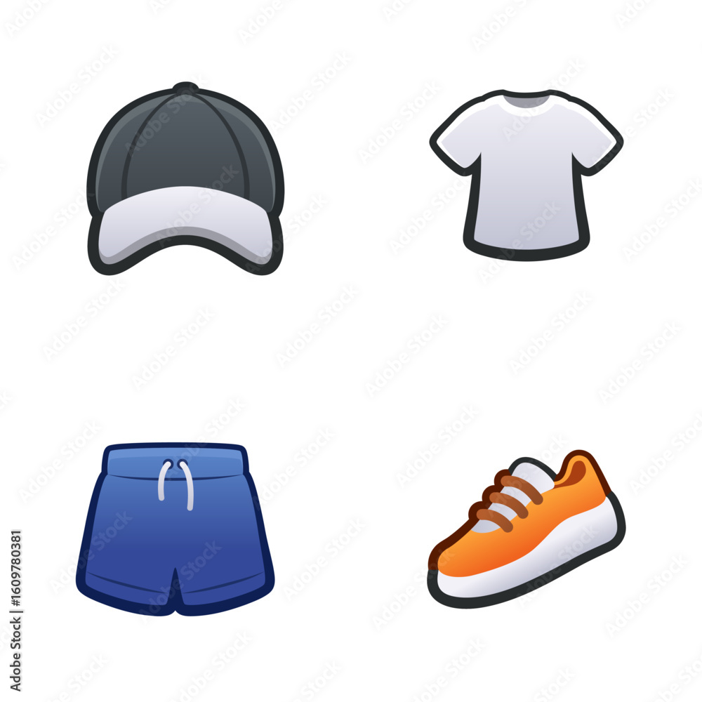 Clothes icon set. Isolated vector illustration of mobile game sprites ...