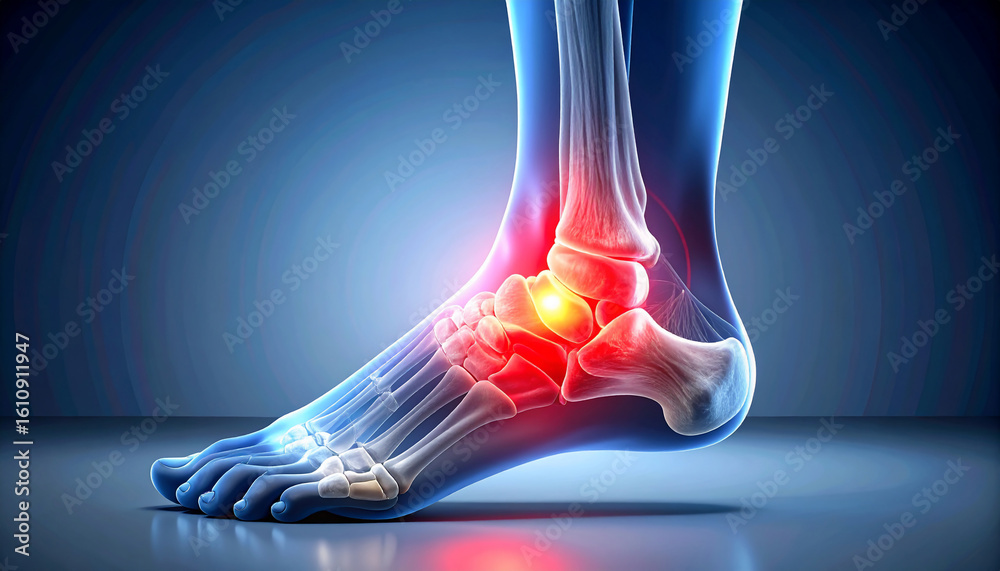 Foot and Ankle Pain: Medical Visualization of Joint Inflammation Stock ...